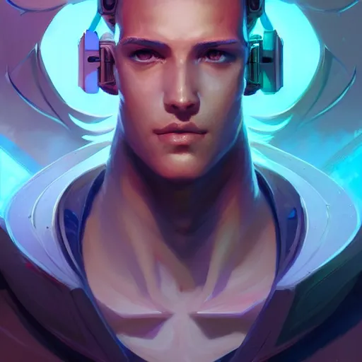 a portrait of a handsome cybernetic angel boy, | Stable Diffusion