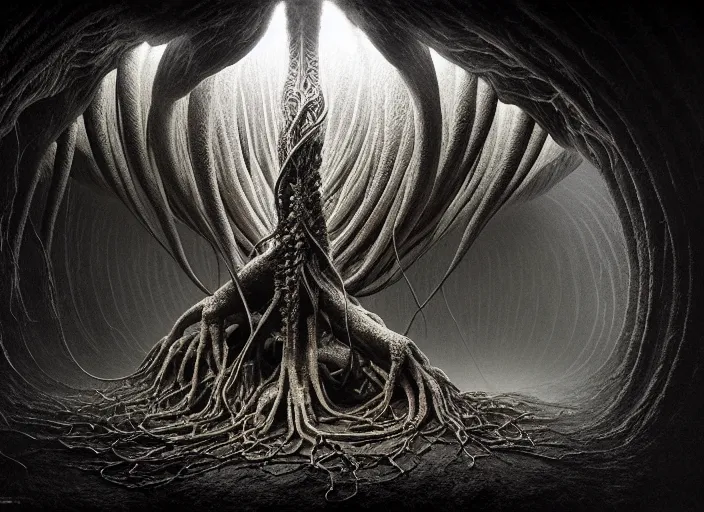 photo of roots growing down from a ceiling in an | Stable Diffusion ...