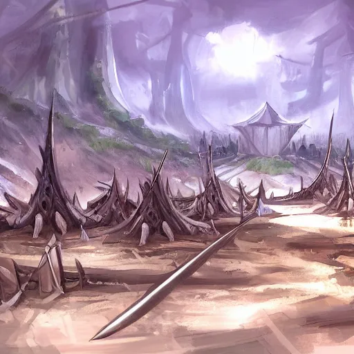 a pile of swords, arena background, concept art by | Stable Diffusion ...