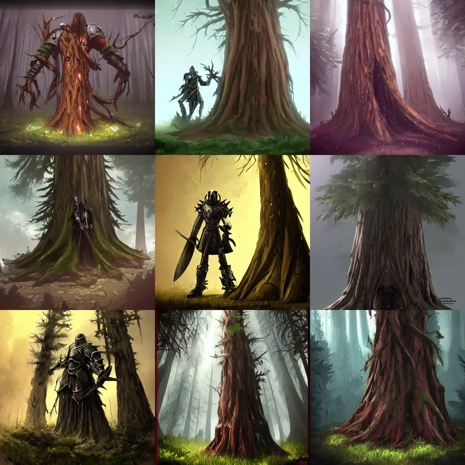 thick gothic knight chopping a gigantic redwood tree | Stable Diffusion ...