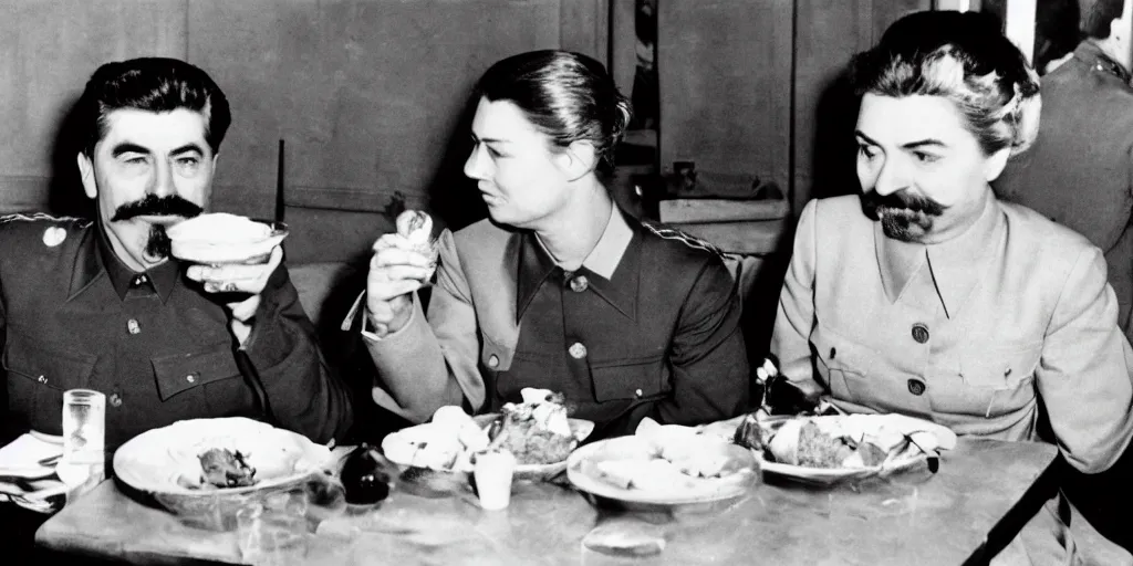 Joseph Stalin and Maria Sharapova eating lunch, 4k | Stable Diffusion ...