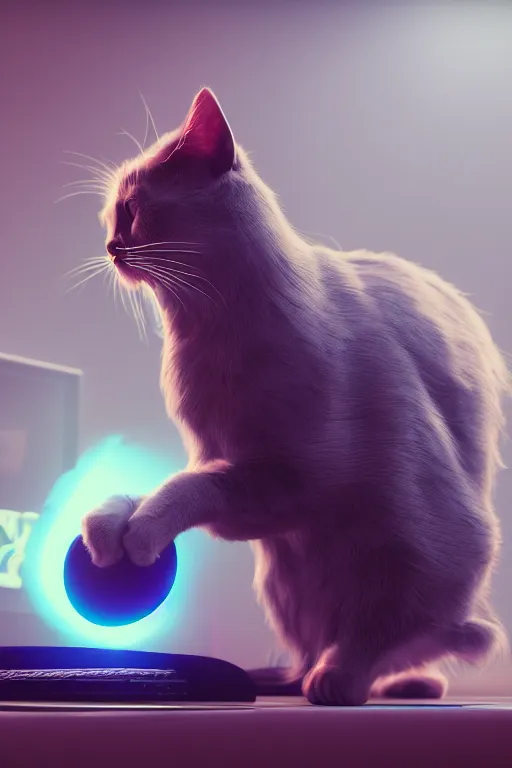 cat eating a computer mouse. cinematic, cyberpunk, | Stable Diffusion ...