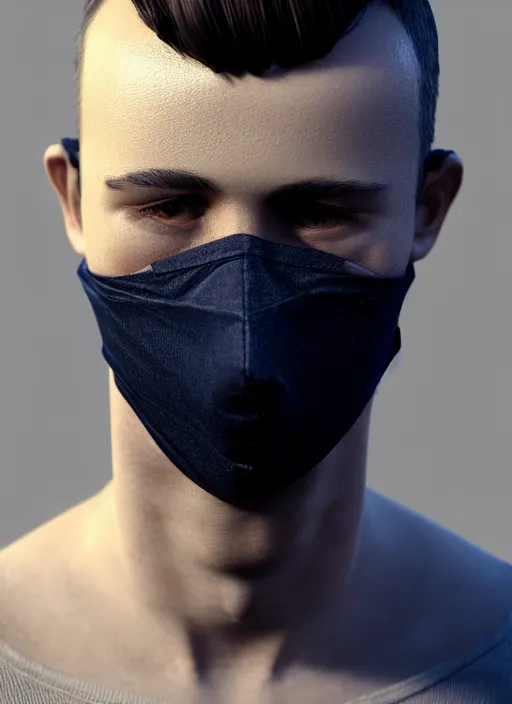 3 d model of a european young man covering face with | Stable Diffusion ...