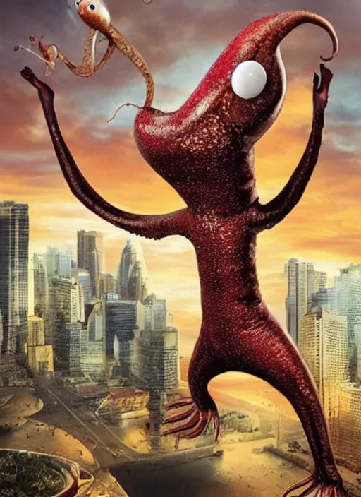 Photo of an anthropomorphic earthworm, disaster movie | Stable ...