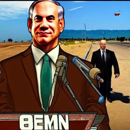 benjamin netanyahu on a GTA San Andreas cover | Stable Diffusion | OpenArt