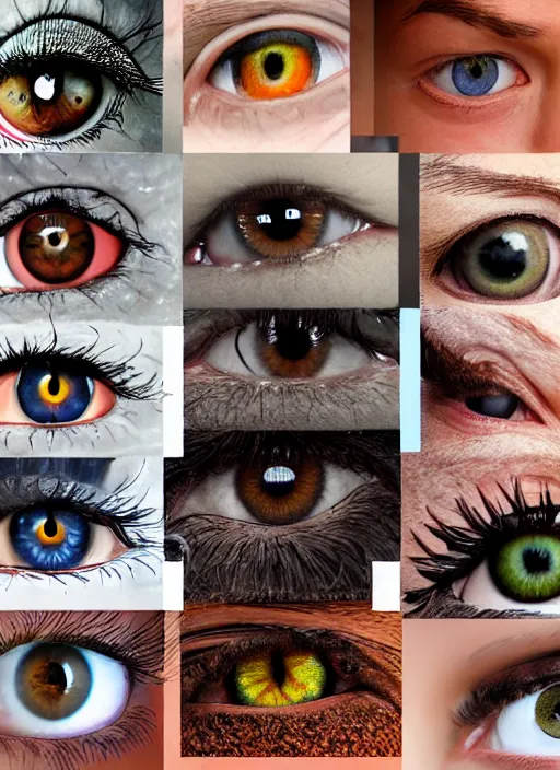 grid montage of eyes, detailed colored textures, | Stable Diffusion ...