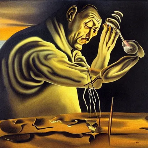 Salvador Dalí painting about burnout at work | Stable Diffusion