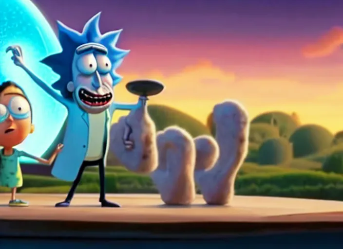 film still of rick sanchez in the new pixar scifi | Stable Diffusion ...