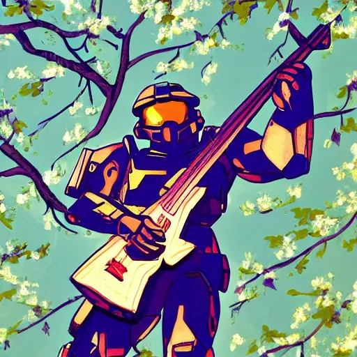master chief from halo playing a guitar solo | Stable Diffusion | OpenArt
