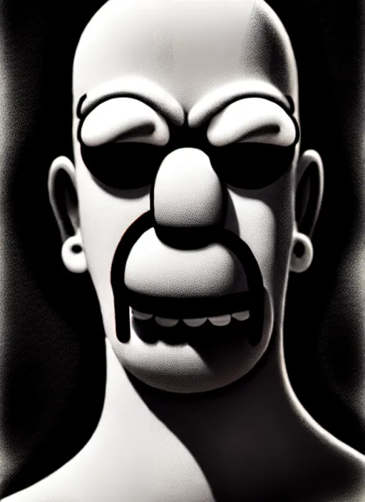 a dream portrait of homer simpson, black & white, | Stable Diffusion ...
