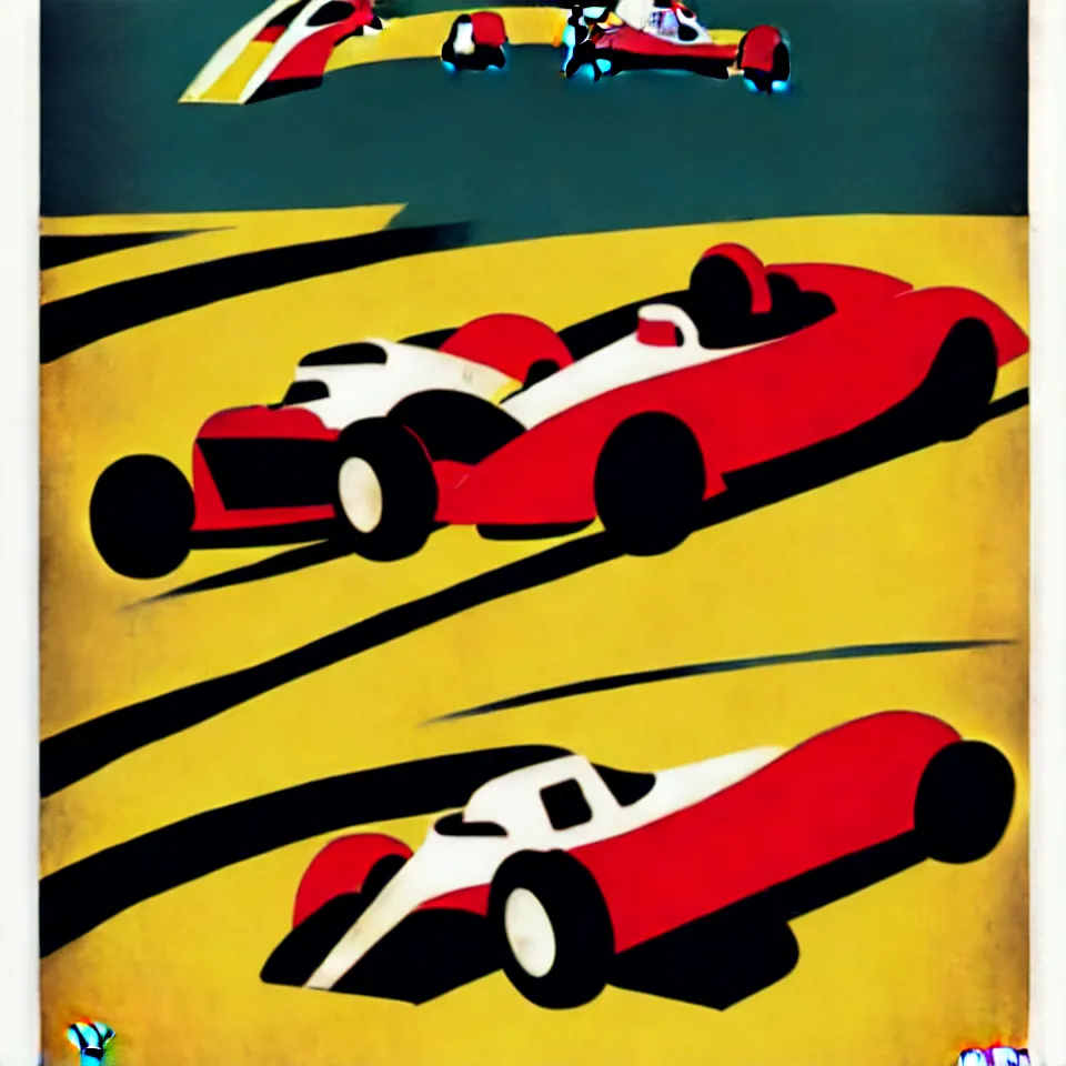 a vintage poster of a car racing | Stable Diffusion | OpenArt