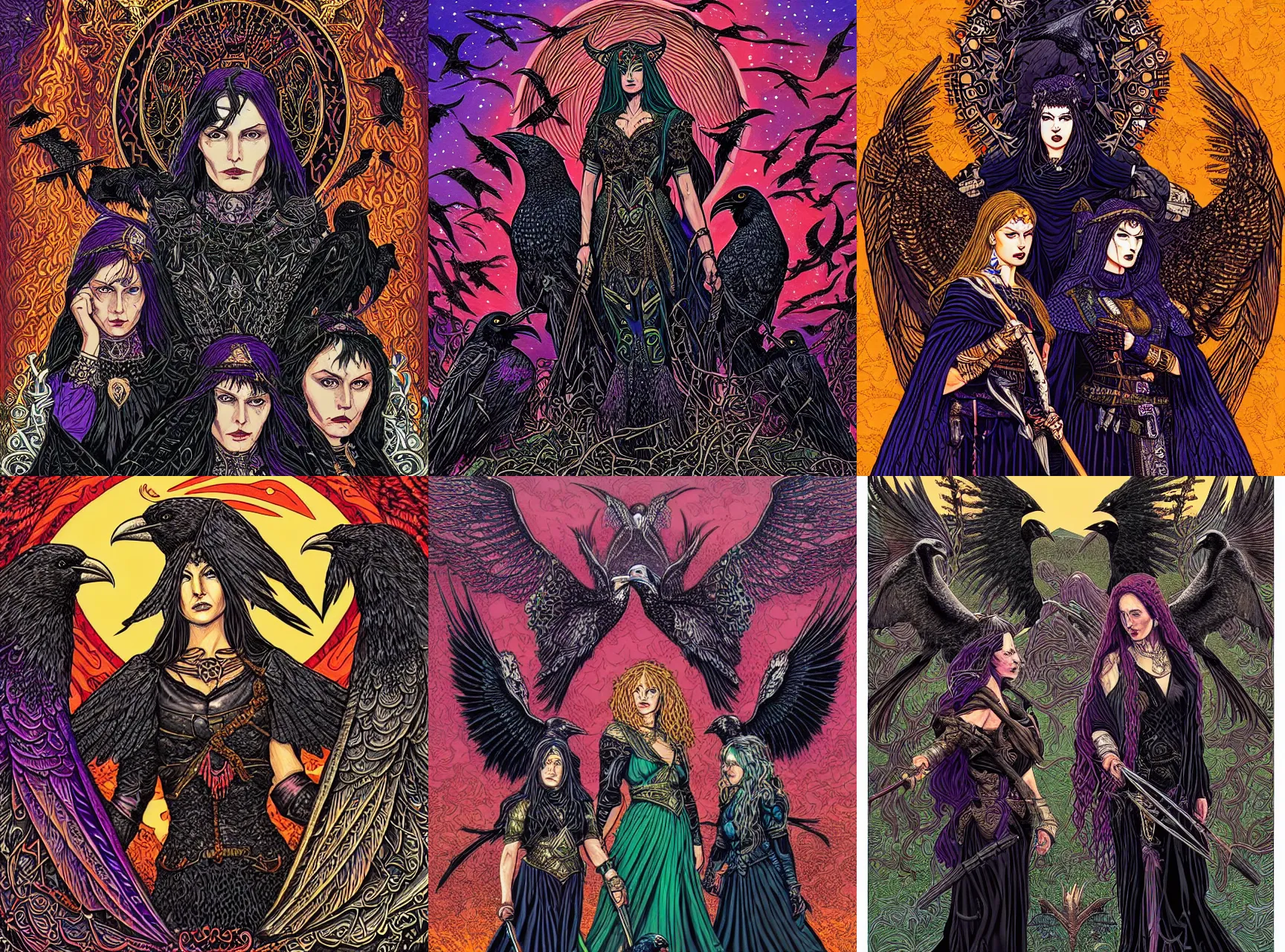 a detailed portrait of the Badb or Morrigan, three | Stable Diffusion