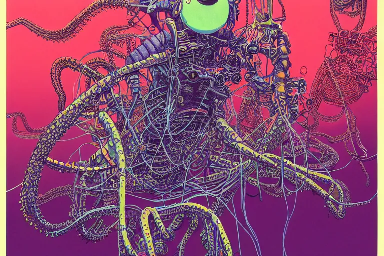 risograph grainy drawing vintage sci - fi, satoshi kon | Stable ...