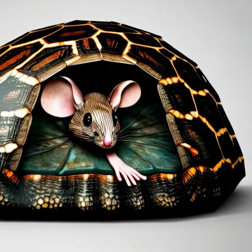 mouse in an empty tortoise shell, horror ultra | Stable Diffusion