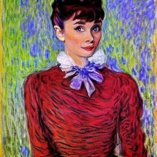 audrey hepburn art by claude monet | Stable Diffusion