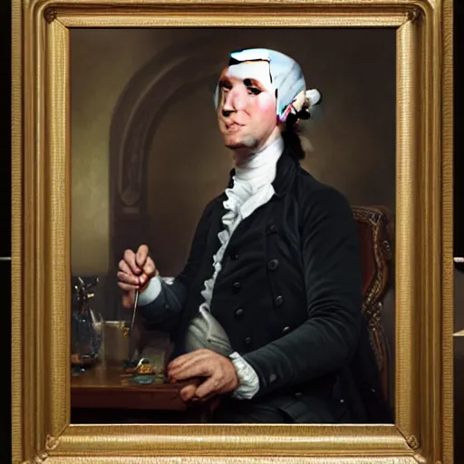 portrait painting of george washington drinking a | Stable Diffusion ...