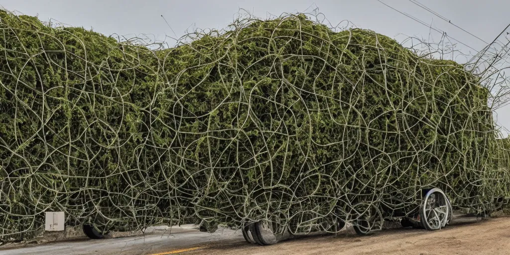 a giant mechanical structure covered in vines on | Stable Diffusion ...
