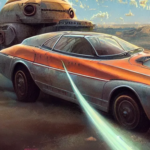 vintage old ussr car iz 2 1 2 5, as a realistic scifi | Stable Diffusion