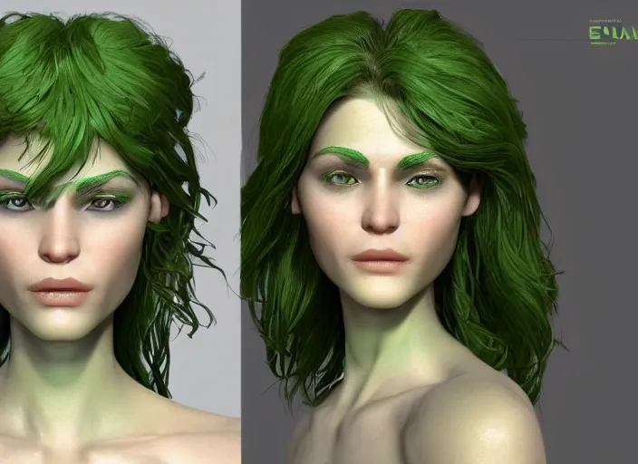 Green skin Fantasy androgynous humanoid with flowers | Stable Diffusion ...