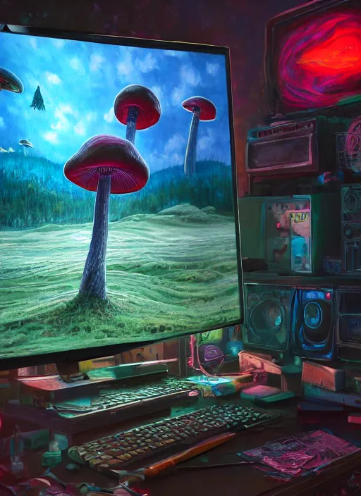 A realistic painting of a vintage computer, with a | Stable Diffusion ...