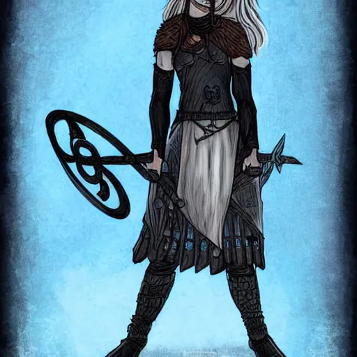 a Norse shieldmaiden standing protectively over a | Stable Diffusion ...