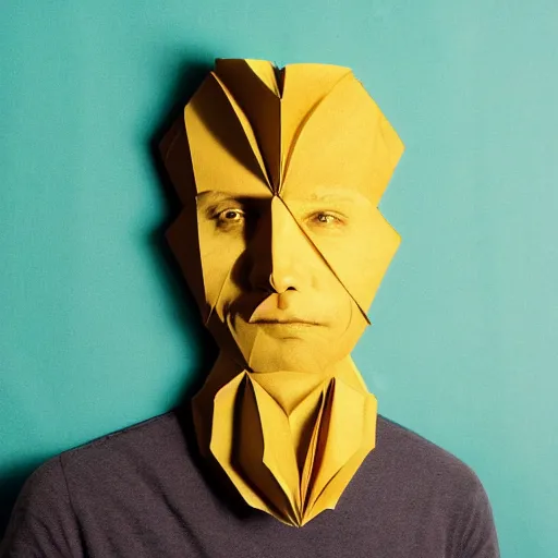 a 2 d flat paper origami portrait of a man with wavey | Stable Diffusion