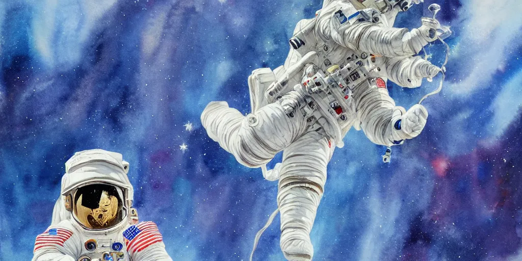 water colour painting of astronaut in space, highly | Stable Diffusion ...