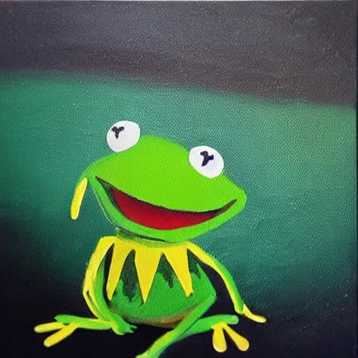 “Kermit the Frog falling off of a bridge. Painting by | Stable ...