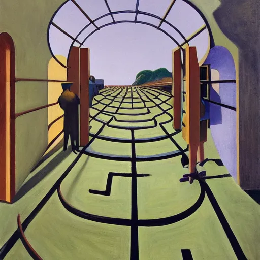 first - person view of a start concrete maze with | Stable Diffusion ...