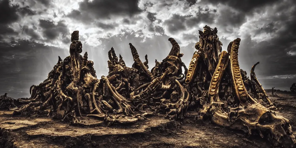 ancient monument made of ribs and spines and teeth, | Stable Diffusion ...