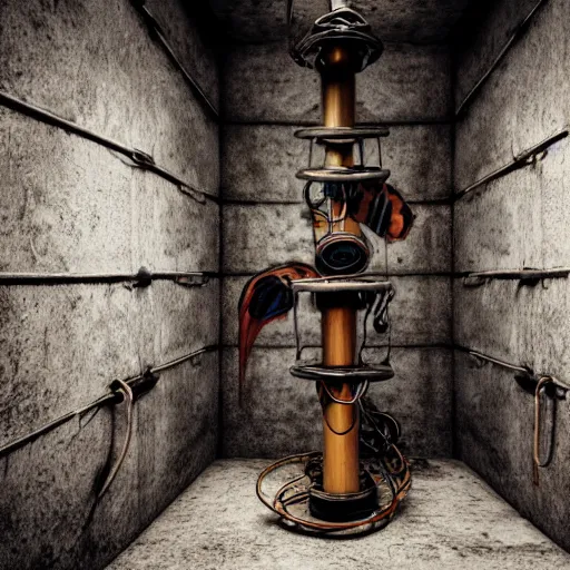 scary dungeon with torture devices and restraints, | Stable Diffusion