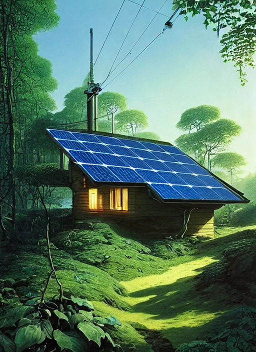 hyper realistic futuristic cottage with solar panels | Stable Diffusion