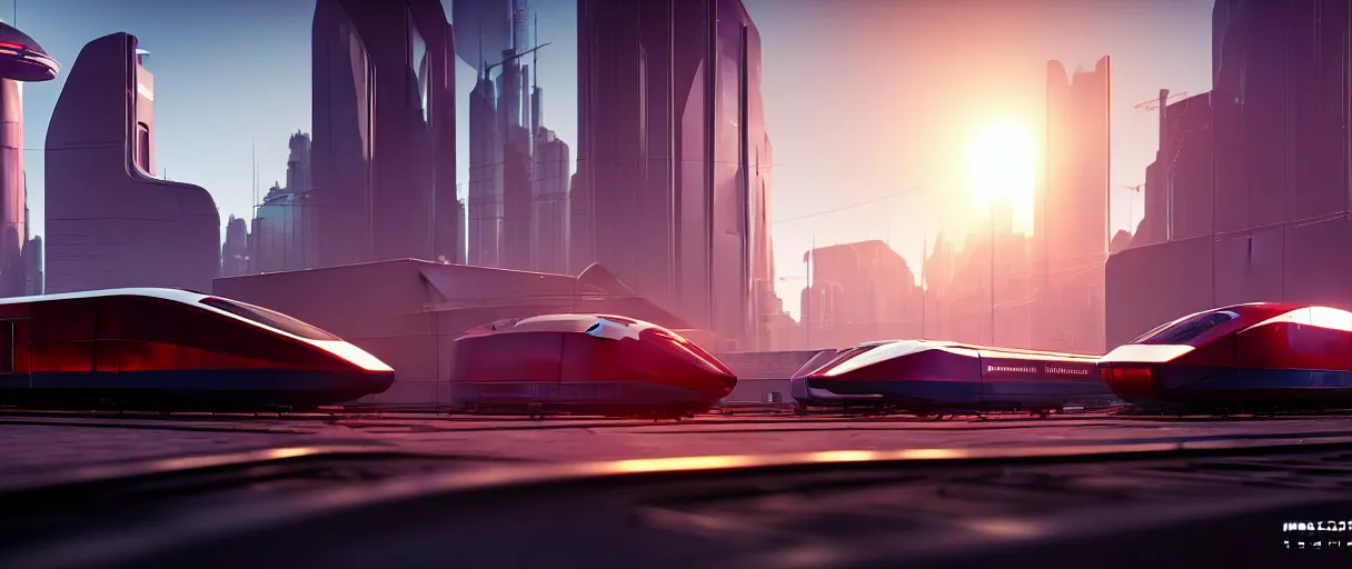 futuristic city center with maglev train station in | Stable Diffusion ...