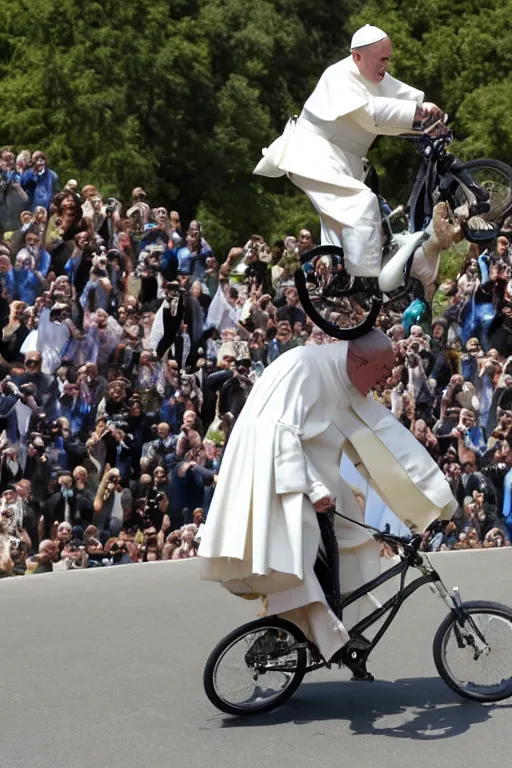 a photo of the pope doing trial bike stunts | Stable Diffusion