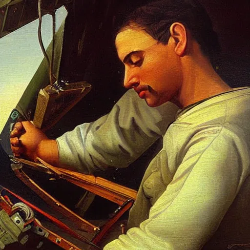 a beautiful complex painting of a male engineer | Stable Diffusion