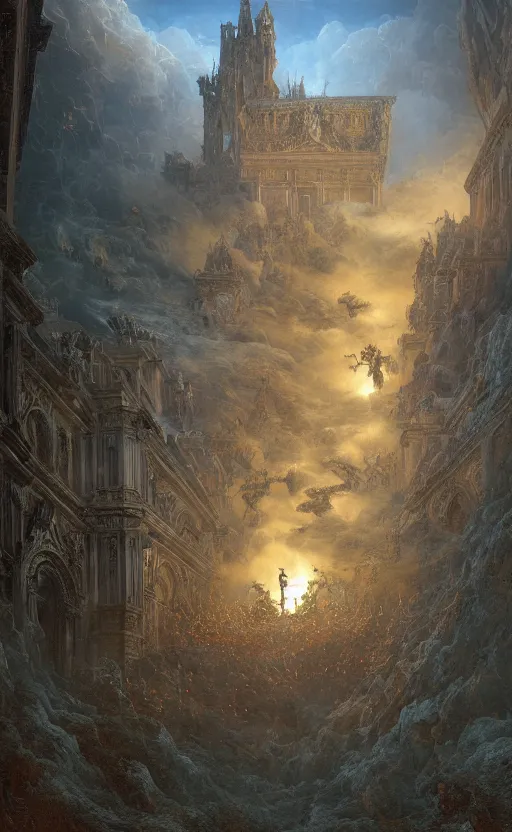 epic battle between good and evil, wide angle, baroque | Stable ...