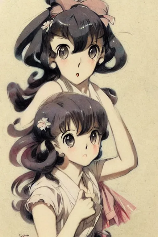 1950s anime cover art . muted colors.))))) by | Stable Diffusion