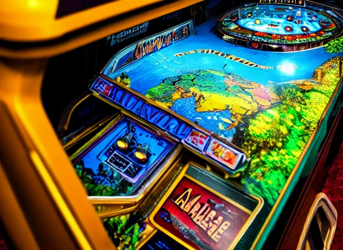 nature photography of a pinball machine in it's | Stable Diffusion ...