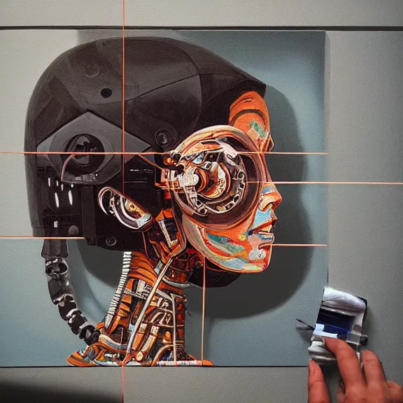robot artist painting a self - portrait on a canvas. | Stable Diffusion ...