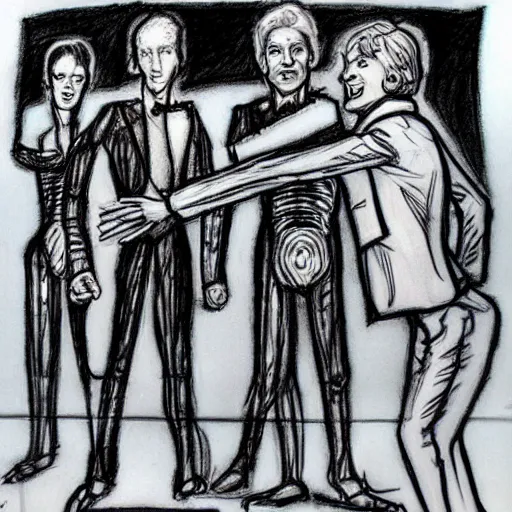 doctor who dancing with cybermen and daleks pencil | Stable Diffusion ...