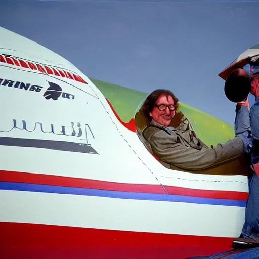 jim wilkins artist sitting on a wing of a boeing 7 4 7 | Stable ...