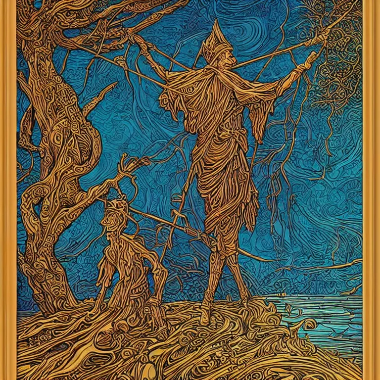 A highly detailed crisp 2D god like figure with small | Stable Diffusion