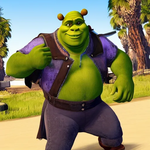 Shrek as a Grand Theft Auto 5 character, concept art | Stable Diffusion ...