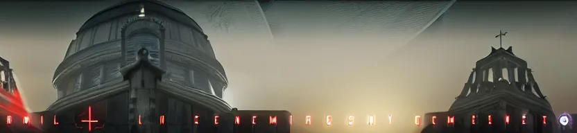 symmetrical, ancient church with red shafts of light | Stable Diffusion ...