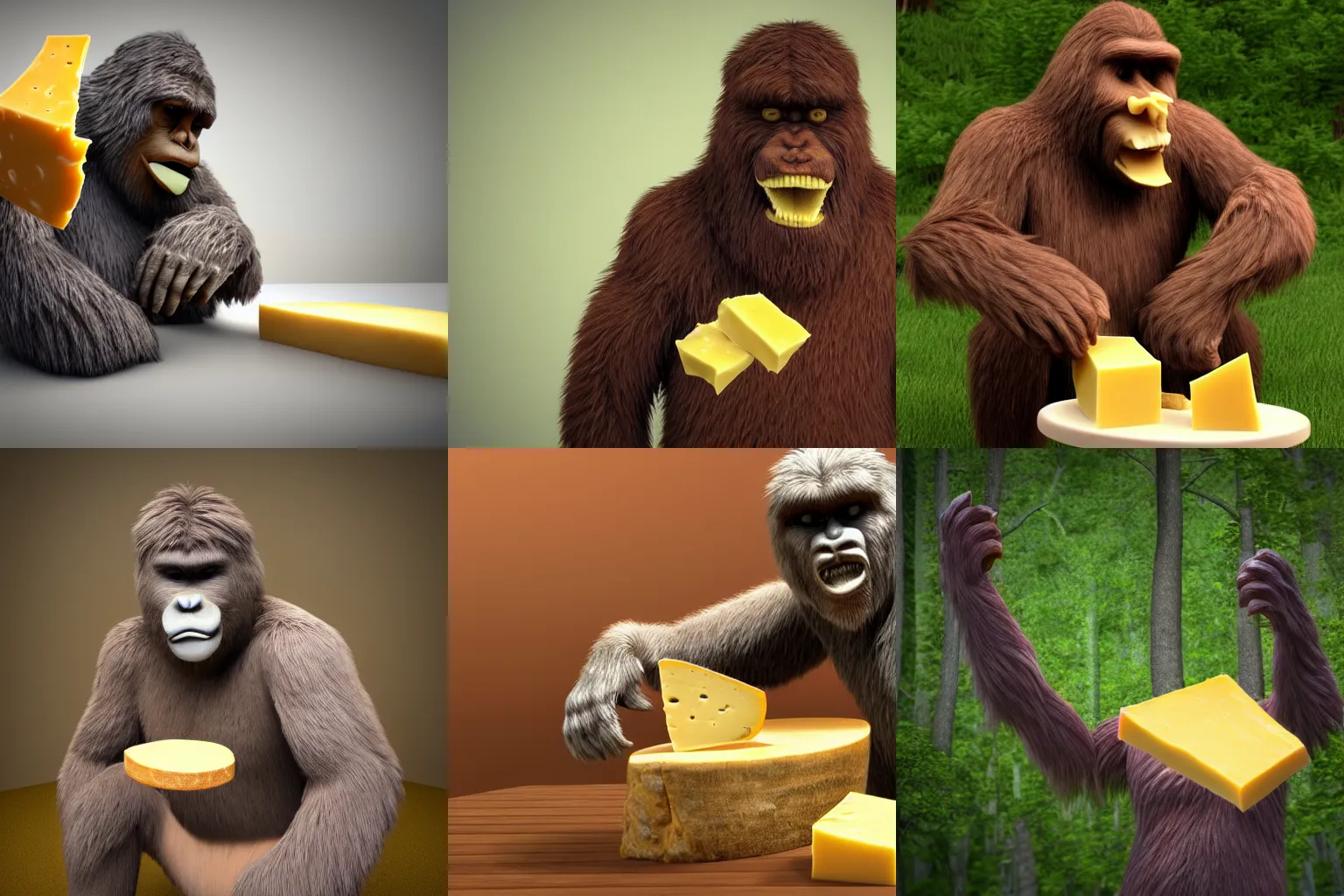 Hyper Realistic Bigfoot Eating cheese, 3D Render, 4k, | Stable ...