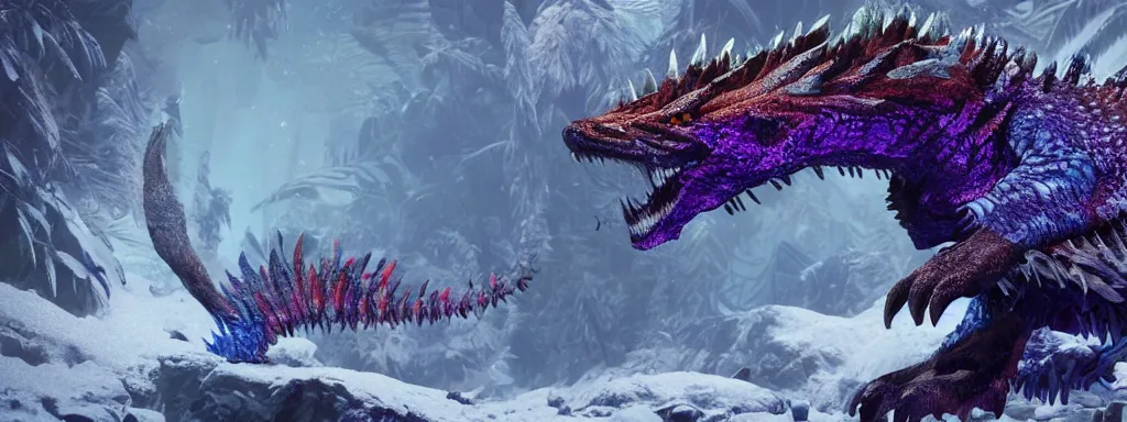 large sabretooth wyvern with shiny blue fish scales | Stable Diffusion ...