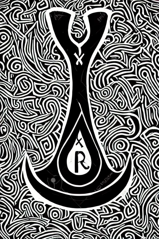 black and white illustration, creative design, a rune | Stable ...