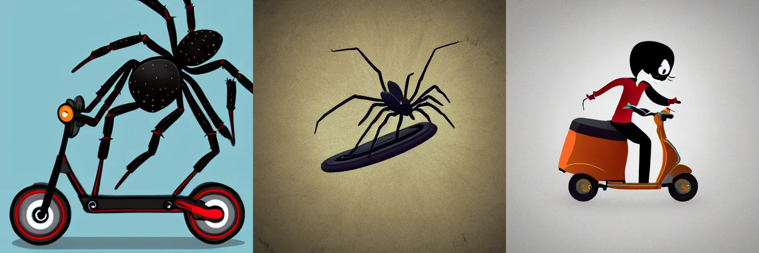 digital art of an arachnid spider riding on a scooter | Stable ...