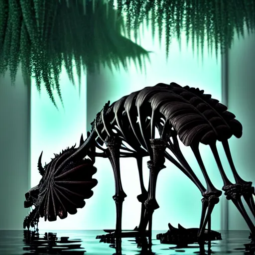 skeletal creature in a lush trunda vegetation, water | Stable Diffusion ...