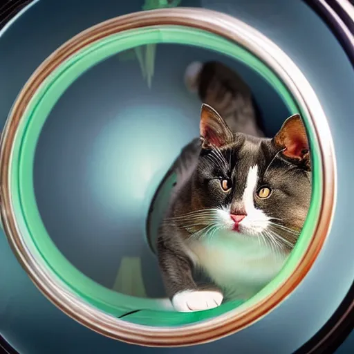 obese cat running in hamster wheel | Stable Diffusion | OpenArt